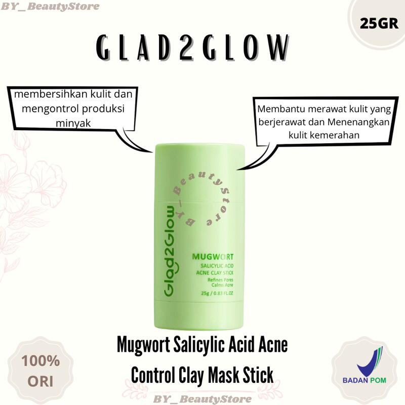 Jual Glad2Glow Real Mugwort Salicylic Acid Acne Control Clay Mask Stick | Shopee Indonesia
