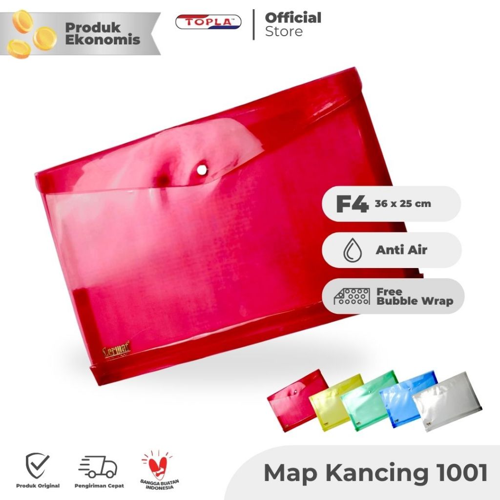 Jual Topla Map Kancing 1001 TIPIS File Folder Plastik Kertas ukuran Folio F4 Anti Air dan kuat ...