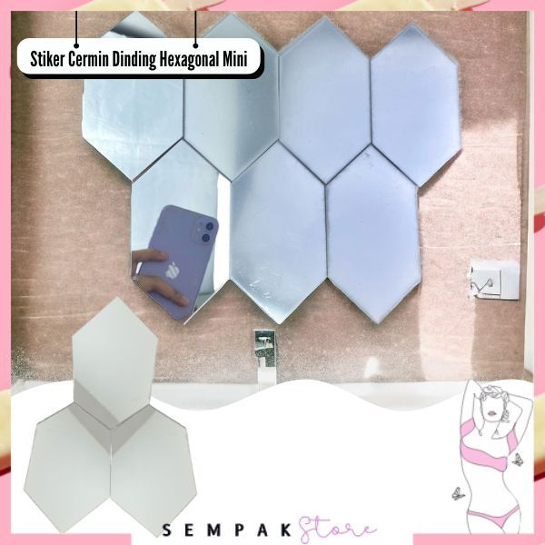 Jual SS Stiker Cermin Dinding Hexagonal Mini Anti Pecah Sticker Kaca ...