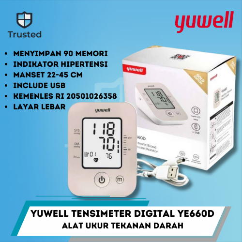 Jual Tensimeter Digital Yuwell YE 660D Gold EditionTensi Digital USB ...