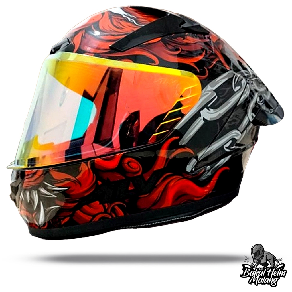 Jual Helm ALV GENESIS MOTIF KOMAINU Kaca Visor Silver / Helm Full Face ...