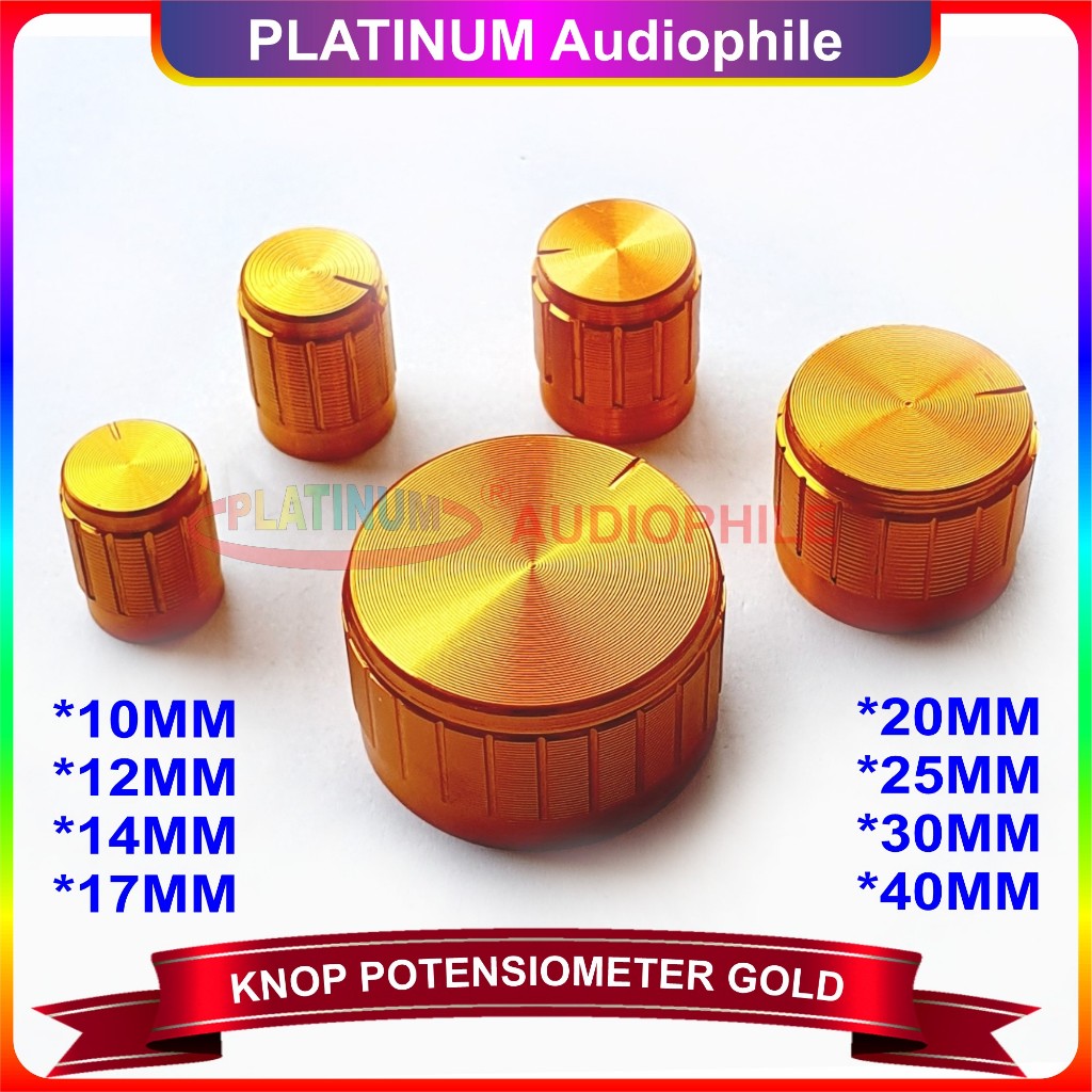 Jual Knob Potensio Knop Potensiometer Putar Aluminium Gold 10mm 12mm ...