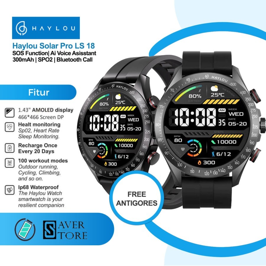 Jual Haylou SOLAR PRO LS18 Smartwatch jam AMOLED IP68 Bluetooth Call ...