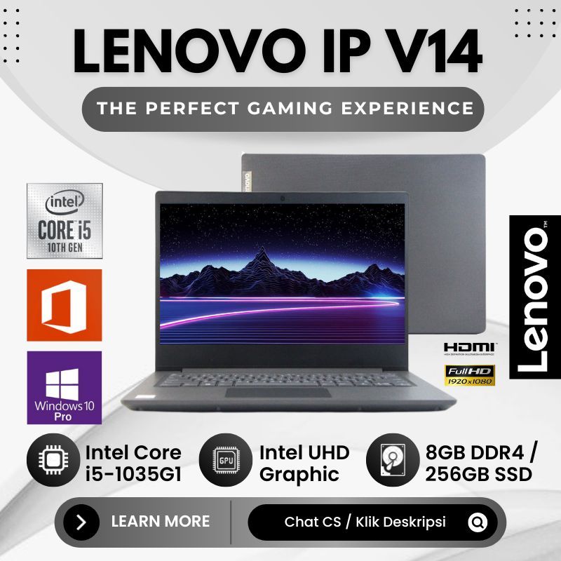 Jual Lenovo IdeaPad V14 - IIL core i5 1035G1 ram 8gb ssd 256gb nvme 14" FHD Intel UHD Windows 10 ...