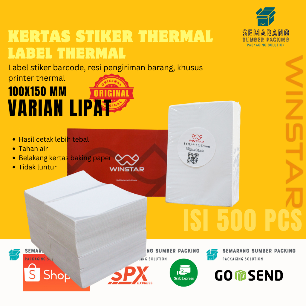 Jual Kertas thermal label stiker 100x150 mm isi 500 pcs lipat kotak resi online | Shopee Indonesia