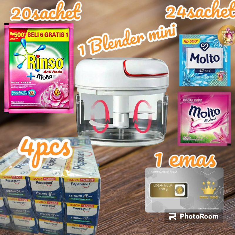 Jual PAKET BLENDER MINI TARIK+ RINSO CAIR+MOLTO+PEPSODENT+MINIGOLD ...
