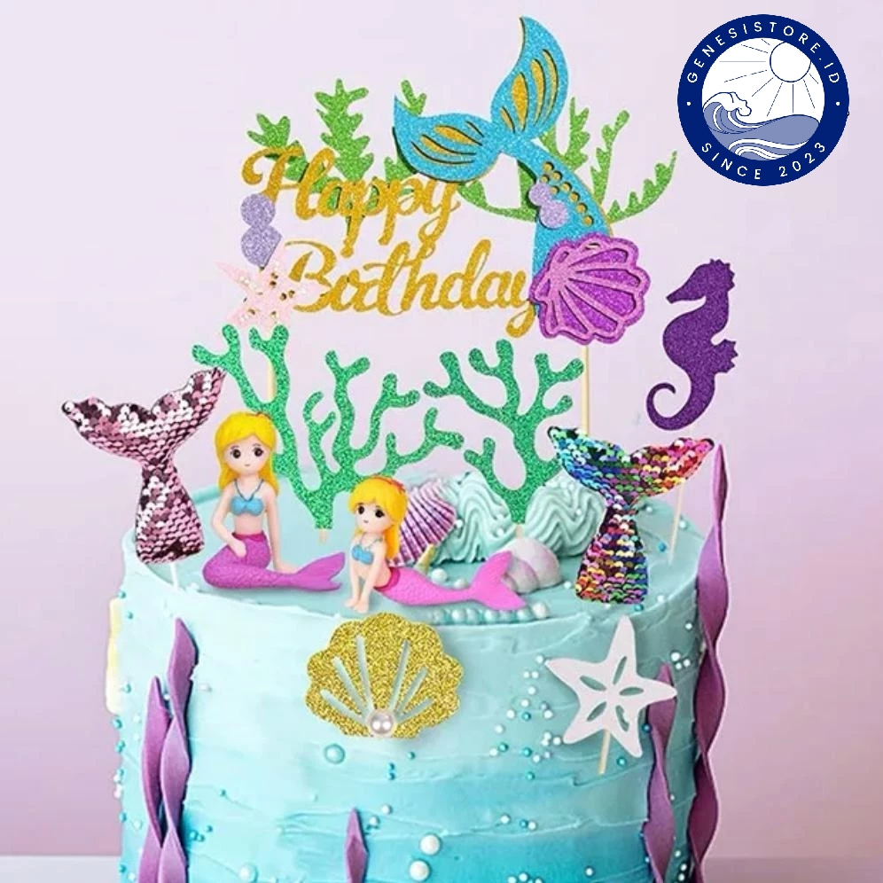 Jual CAKE TOPPER KERTAS UNDER WATER MERMAID MODEL D / hiasan ulang ...