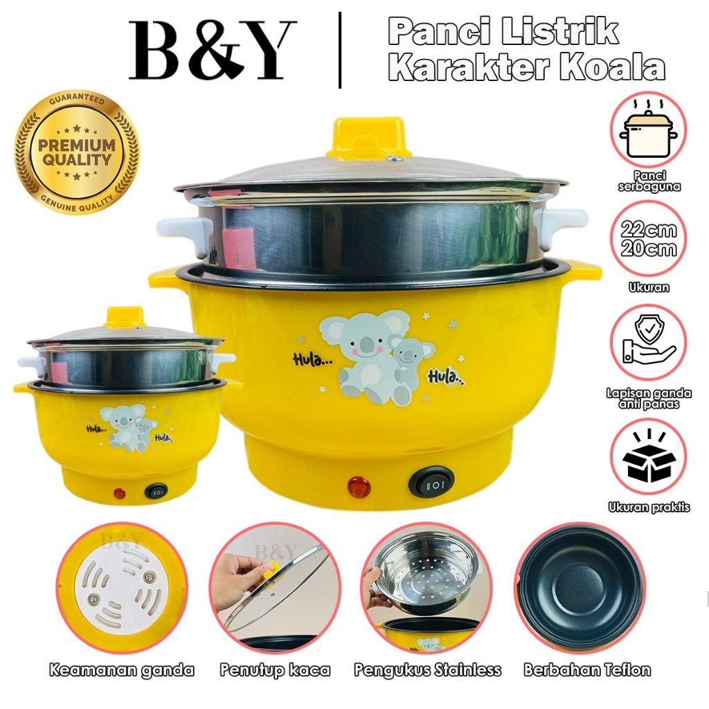 Jual Panci Listrik Teflon MultiFungsi/ Panci listrik 2 tingkat 22 CM ...