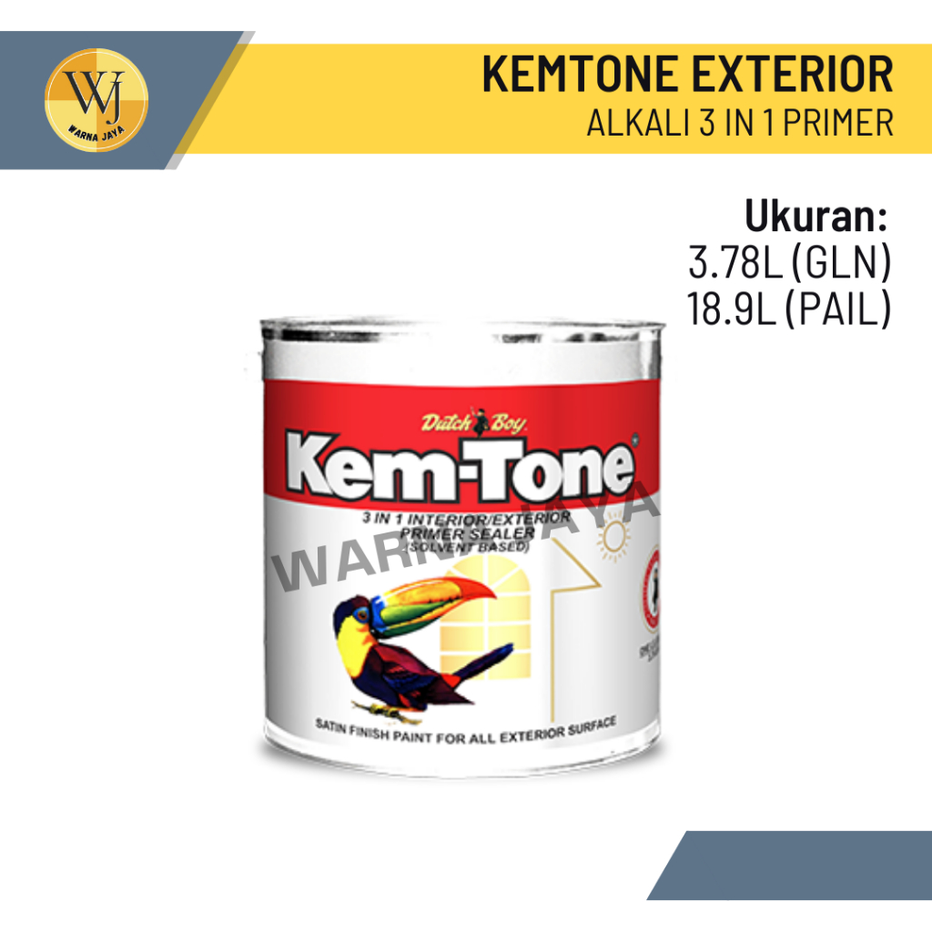 Jual CAT TEMBOK KEMTONE EXTERIOR ALKALI 3 IN 1 GLN (3,78L) | Shopee ...