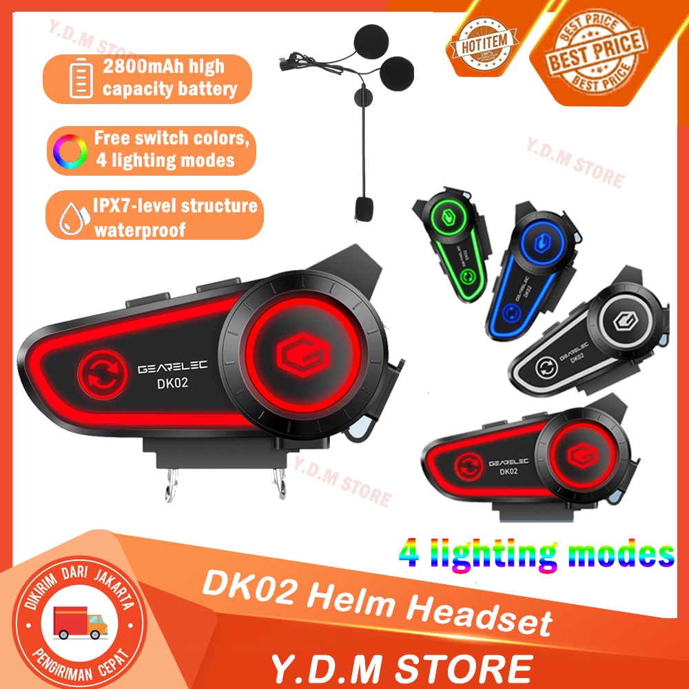 Jual Gearelec DK02 BT5.2 Helm Sepeda Motor Bluetooth Headset Hands Free Call Kit IPX7 Tahan Air ...