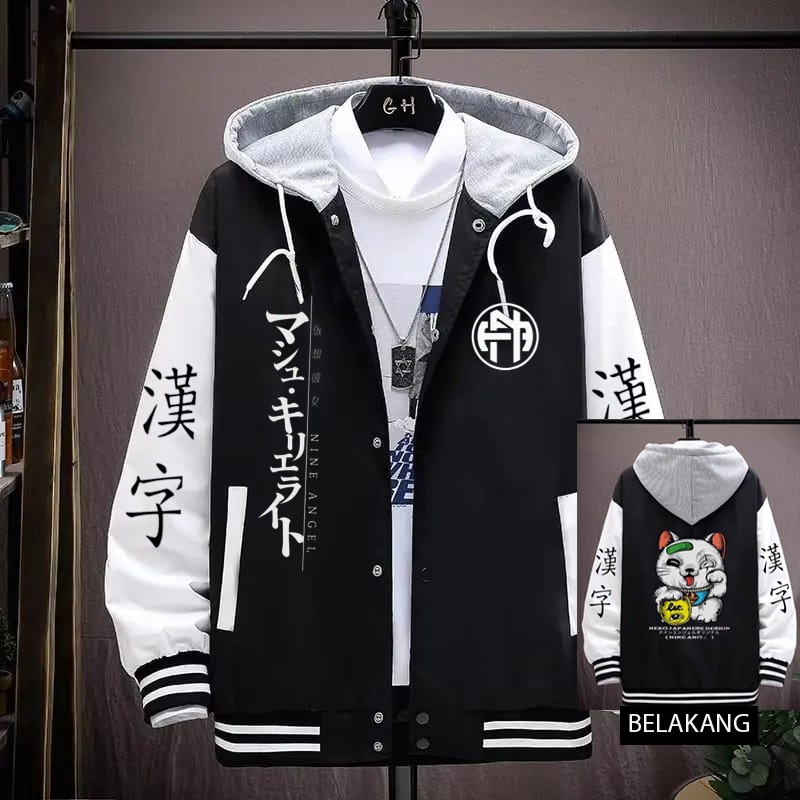 Jual Jaket Baseball Varsity Pria Kucing Neko Full Hoodie / Jaket ...