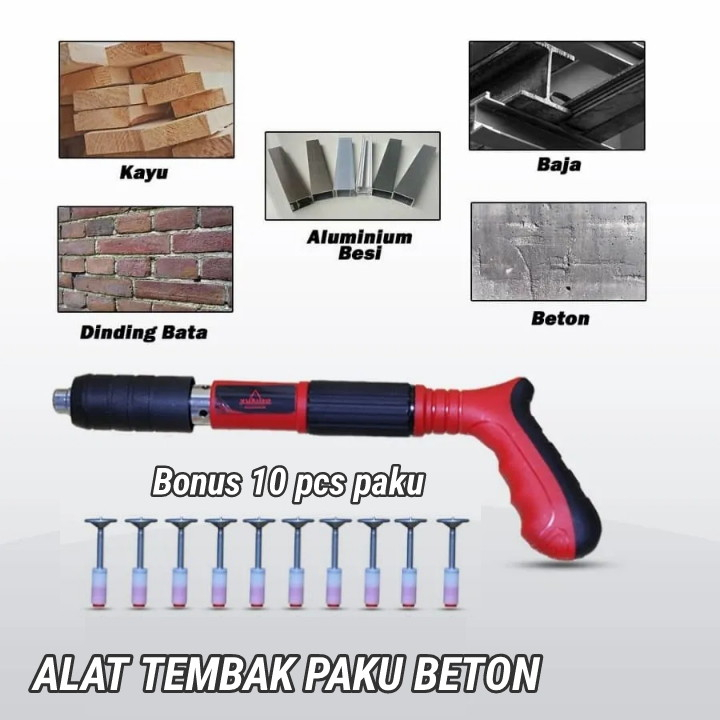 Jual PROMO !!!!! YUKIDO Nail Gun Ramset Gun + Paku 10pcs Fastening Gun ...