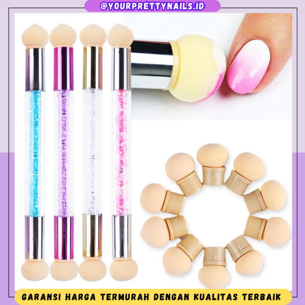 Jual Kuas Nail Art Set Sponge Gradien Gradasi with Refill / Nail Art ...