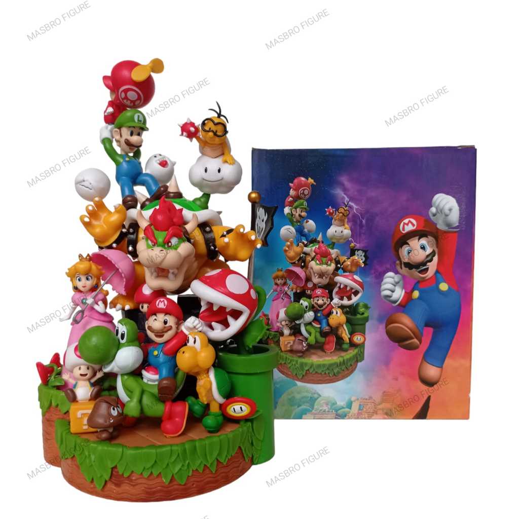 Jual Action Figure Super Mario Statue Luigi Bowser Peach Yoshi Toad 30 ...