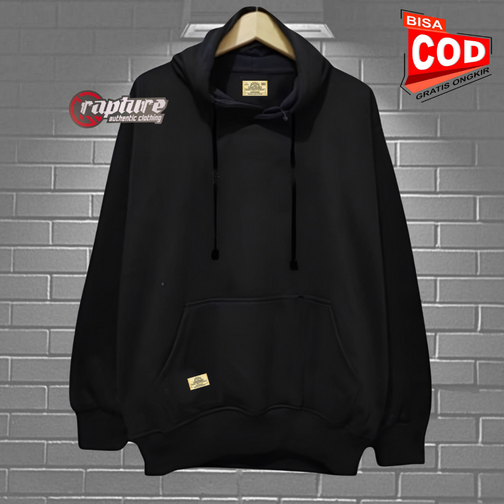 Jual Sweater Hoodie Polos Pria Wanita Distro Warna Hitam Hodie Switer ...
