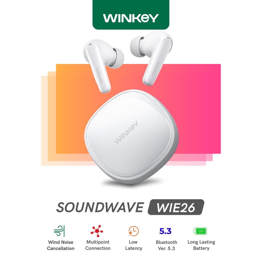 Jual WINKEY TWS Earbuds Bluetooth Earphone Soundwave ENC Low Latency - WIE26 | Shopee Indonesia