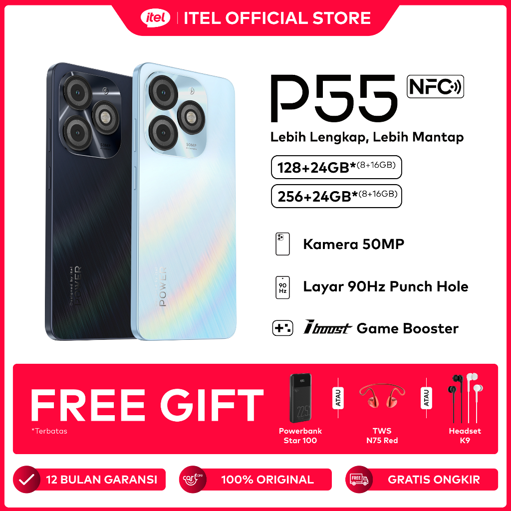 Jual Itel P55 NFC RAM 8 + 128GB / 256GB - Layar 90Hz Punch Hole - UFS ...