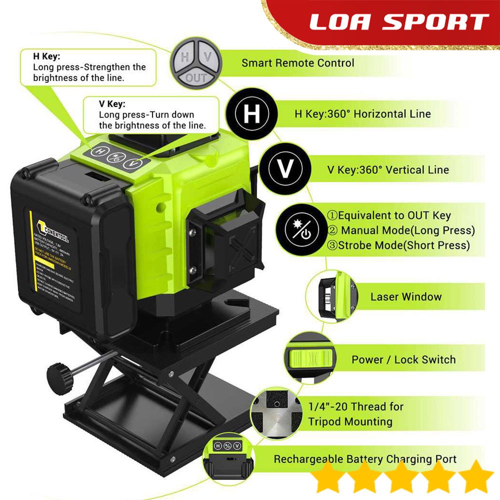 Jual Alat Laser Leveling 4D 16 Lines Penggaris Bangunan LCD Display ...