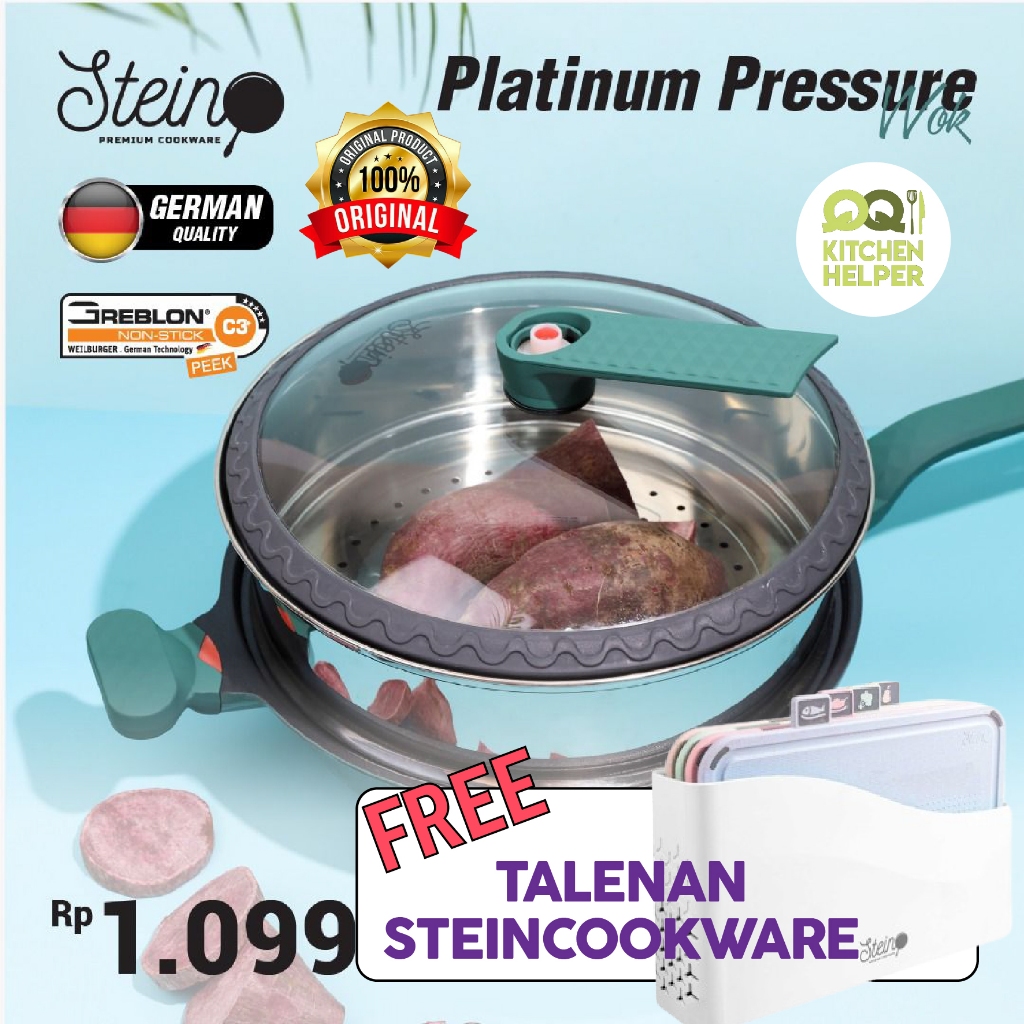 Jual [Free Royal Talenan Stein] Steincookware Stein Pressure Wok Cooker Platinum Wok Presto 32 ...