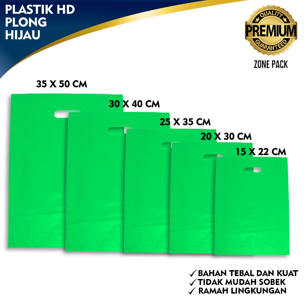 Jual Plastik Packing Baju Plong Hijau Isi 100 PCS | Kantong Kresek HD ...