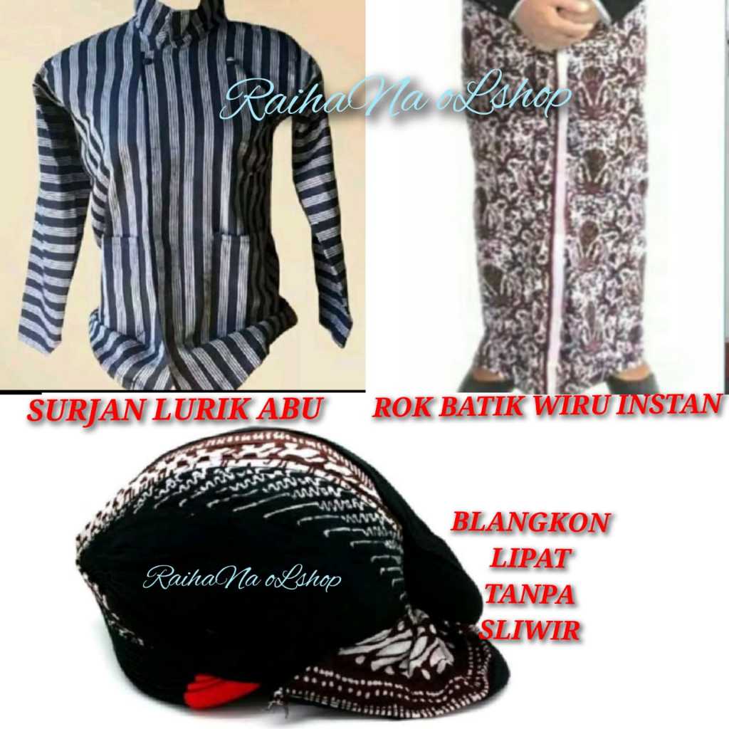 Jual BAJU ADAT LAKI | SURJAN LURIK ABU + BLANGKON LIPAT TANPA SLIWIR + ROK BATIK WIRU INSTAN ...