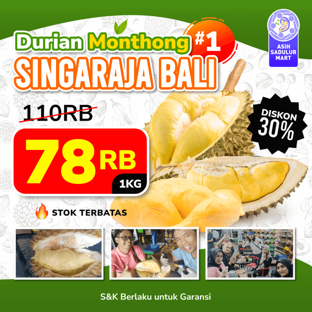 Jual Durian Montong Bali Singaraja / Monthong Utuh per butir | Asih Sadulur Mart | Shopee Indonesia