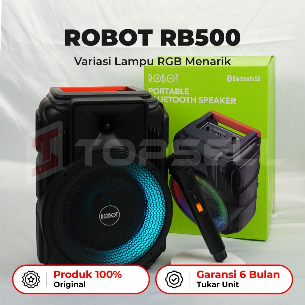 Jual Speaker ROBOT RB500 Karaoke Bluetooth 5.0 Audio Wireless Super Bass Portable LED - Garansi ...