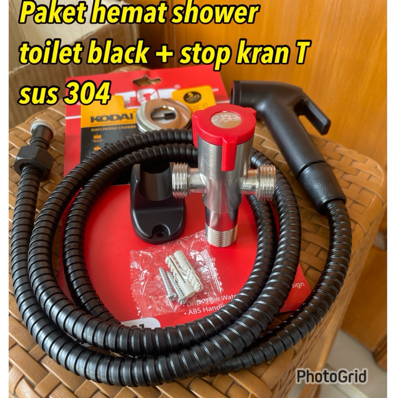 Jual paket murah jet shower toilet jet washer hitam bidet wc +stop kran ...