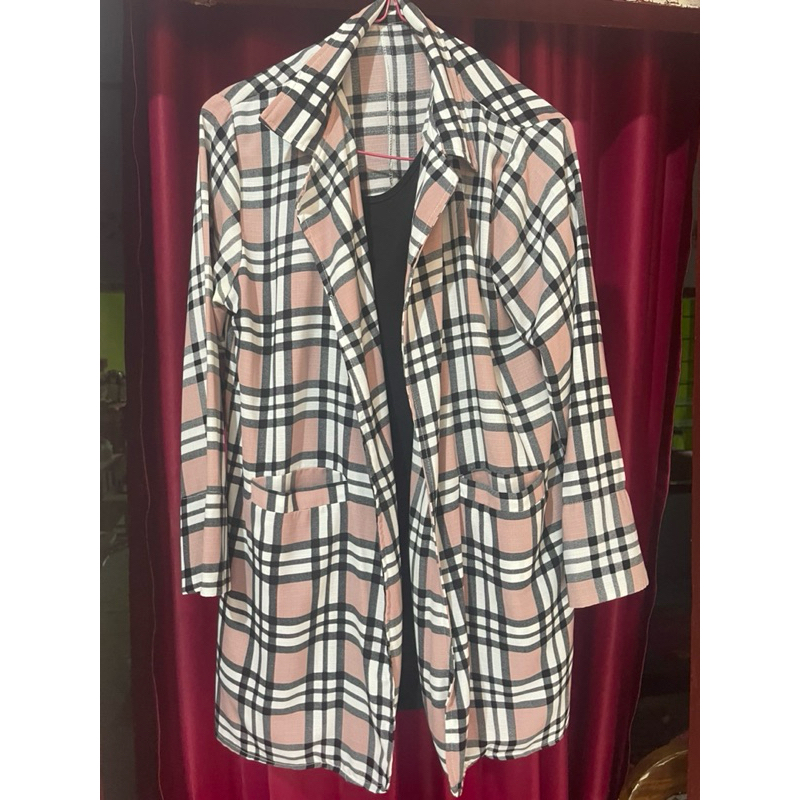 Jual Blazer Inner Kotak Pink | Shopee Indonesia