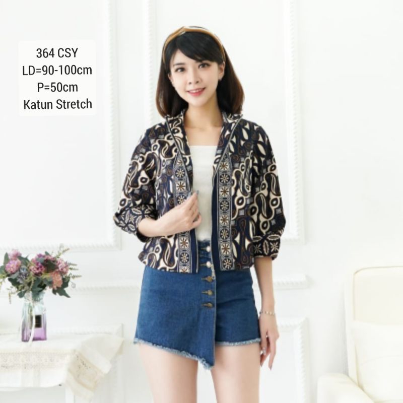 Jual BLOUSE JAKET BOMBER FAIRA BATIK 108 MODERN ATASAN WANITA KERJA ...