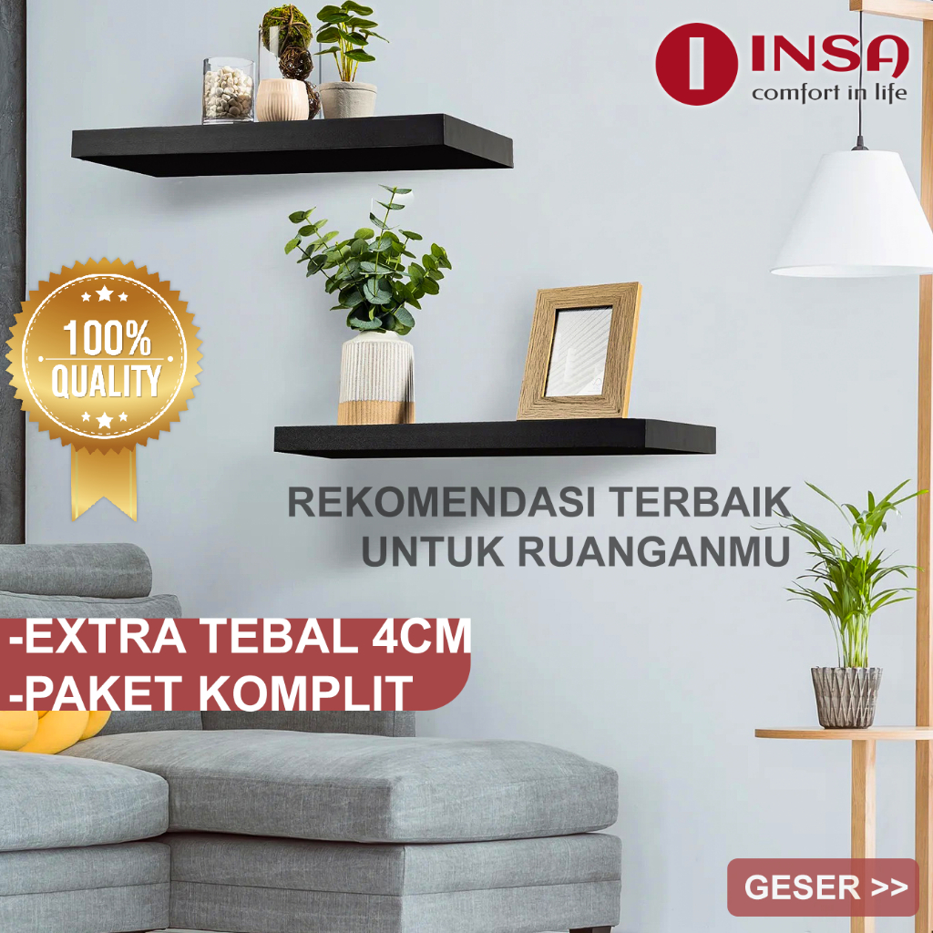 Jual Rak Dinding Ruangan Ambalan Dinding Minimalis 1 Set Isi 2 Ukuran ...