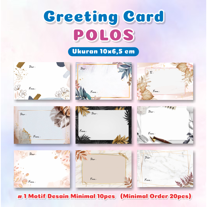 Jual Greeting Card POLOS Ukuran 10x6,5 cm - Gift Card - Kartu Ucapan ...