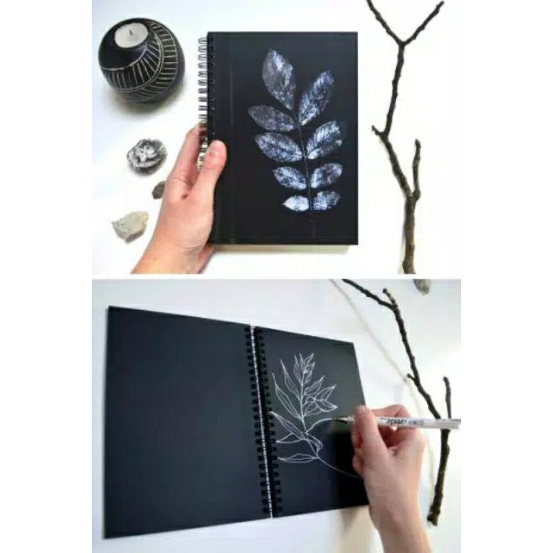 Jual SKETCHBOOK BLACK PAPER / SKETCHBOOK HITAM / BUKU SKETSA HITAM ...