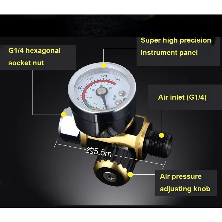 Jual wr Air Regulator Gold Spray Gun With Pressure Gauge Ukuran 14 Jual ...
