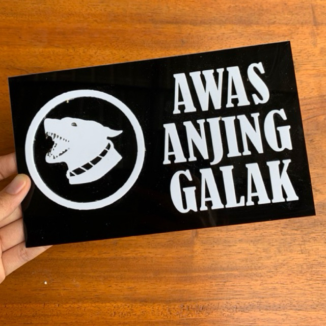 Jual papan sign akrilik AWAS ANJING GALAK Custom Tulisan Sign Board ...