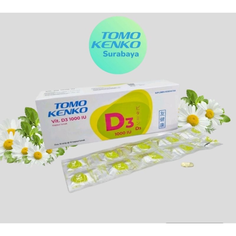 Jual Tomo Kenko Vitamin D3 1000 IU Kemasan Box (10 Strip / 100 Capsul ...
