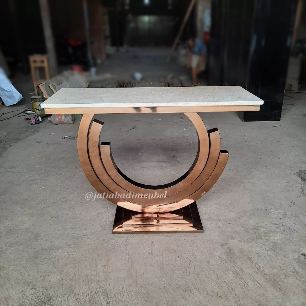 Jual Meja Konsul Industrial Stainless Gold Top Marmer, Meja Konsol ...