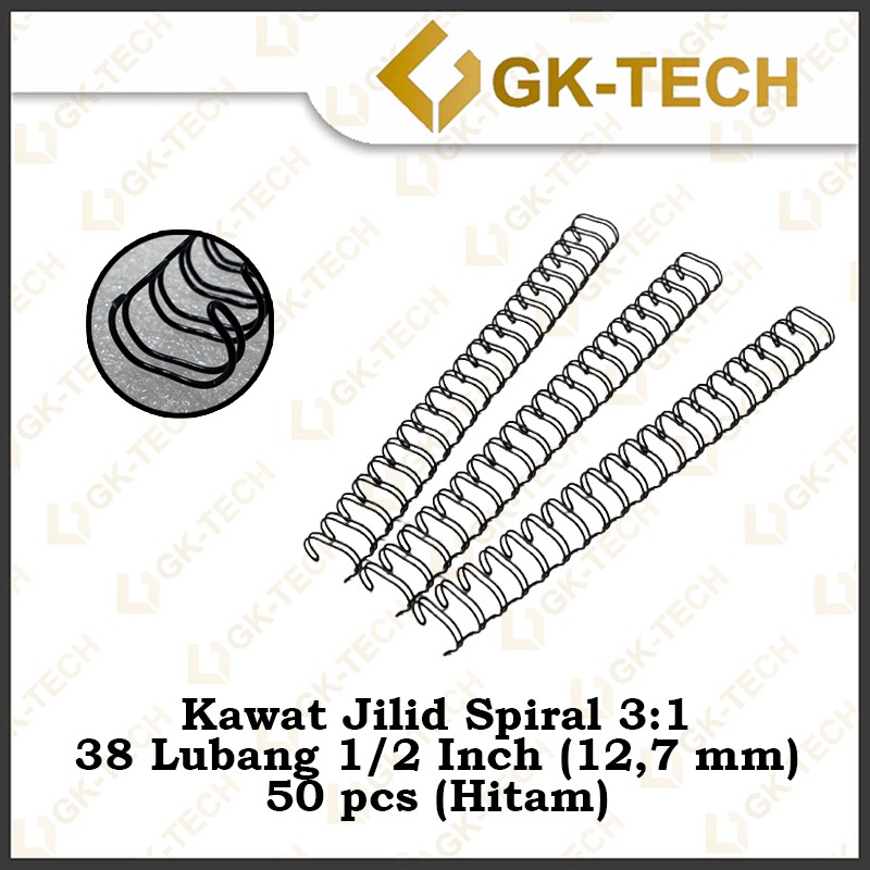 Jual Ring Kawat / Spiral Kawat Jilid Spiral 3:1 38 Lubang Warna Hitam ...