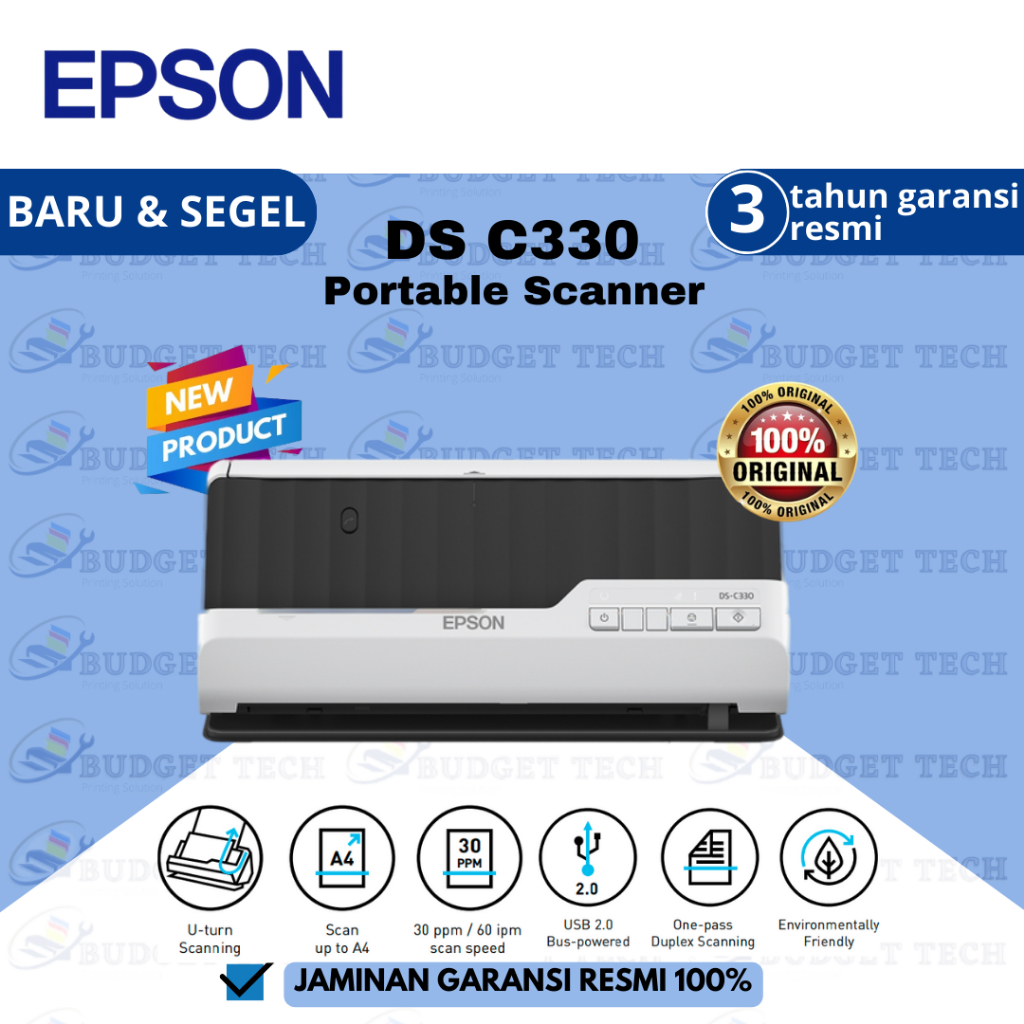 Jual Scanner Epson DS-C330 DS C330 Portable Sheetfed Document Scanner (pengganti DS310) | Shopee ...