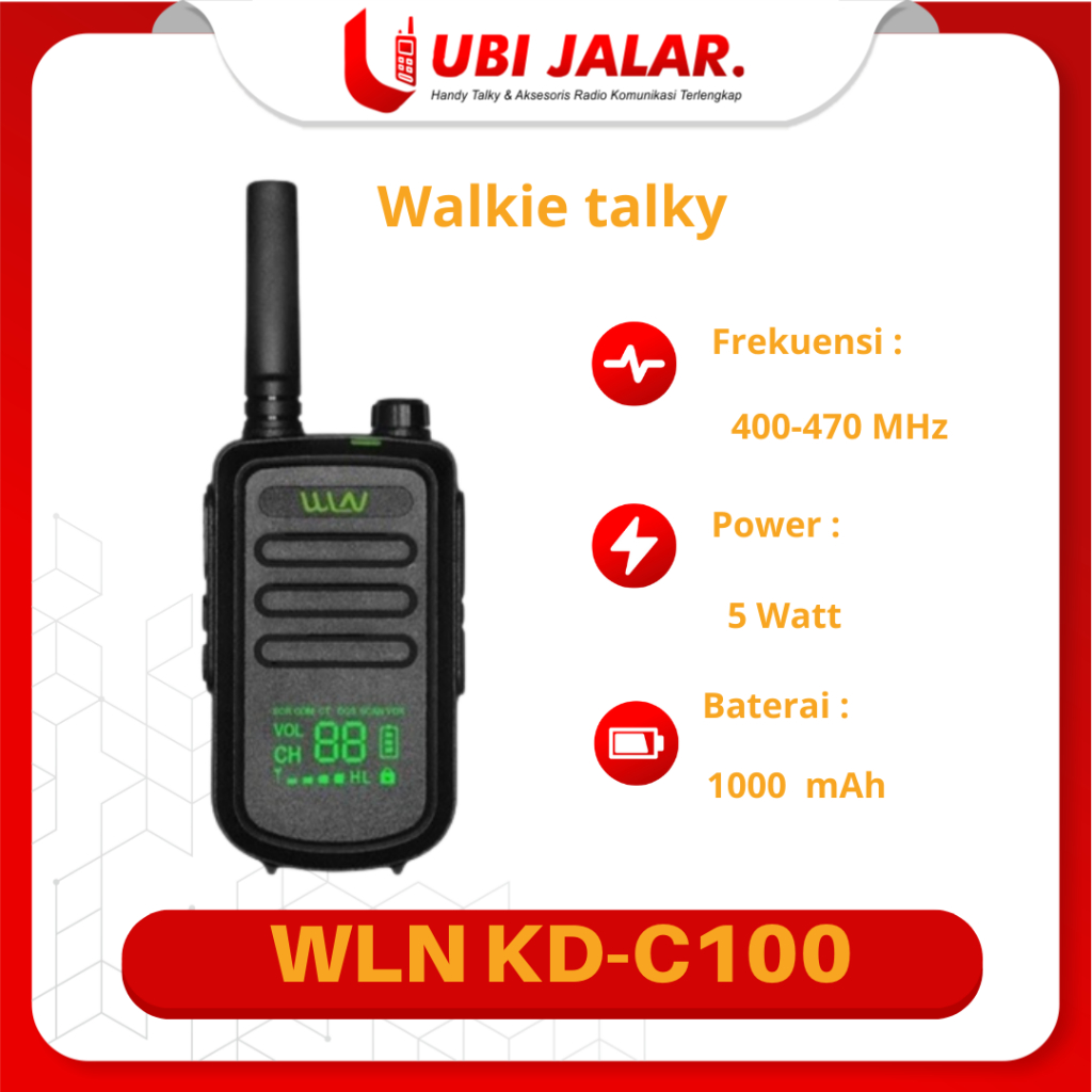 Jual Wln Kd C100 SIinggle Pack HT Kd C100 Uhf HT Wlan KD-C100 Hitam ...