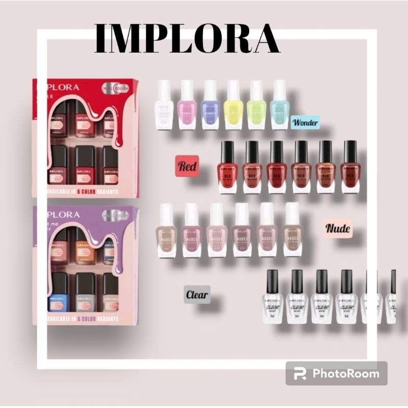 Jual IMPLORA Nail Polish | IMPLORA Kutek | Red Clear Nudes Wonder 1PCS ...