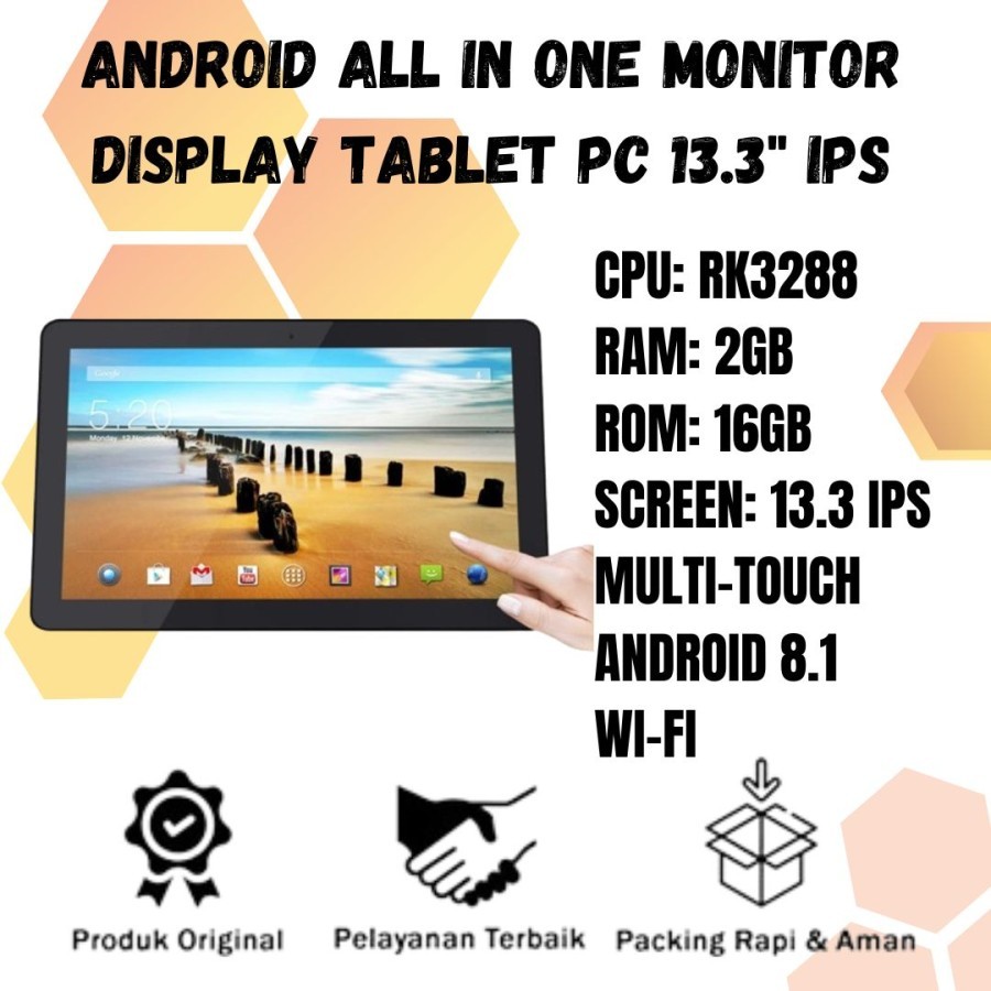 Jual Android All In One monitor display Tablet Pc 13.3" IPS | Shopee ...