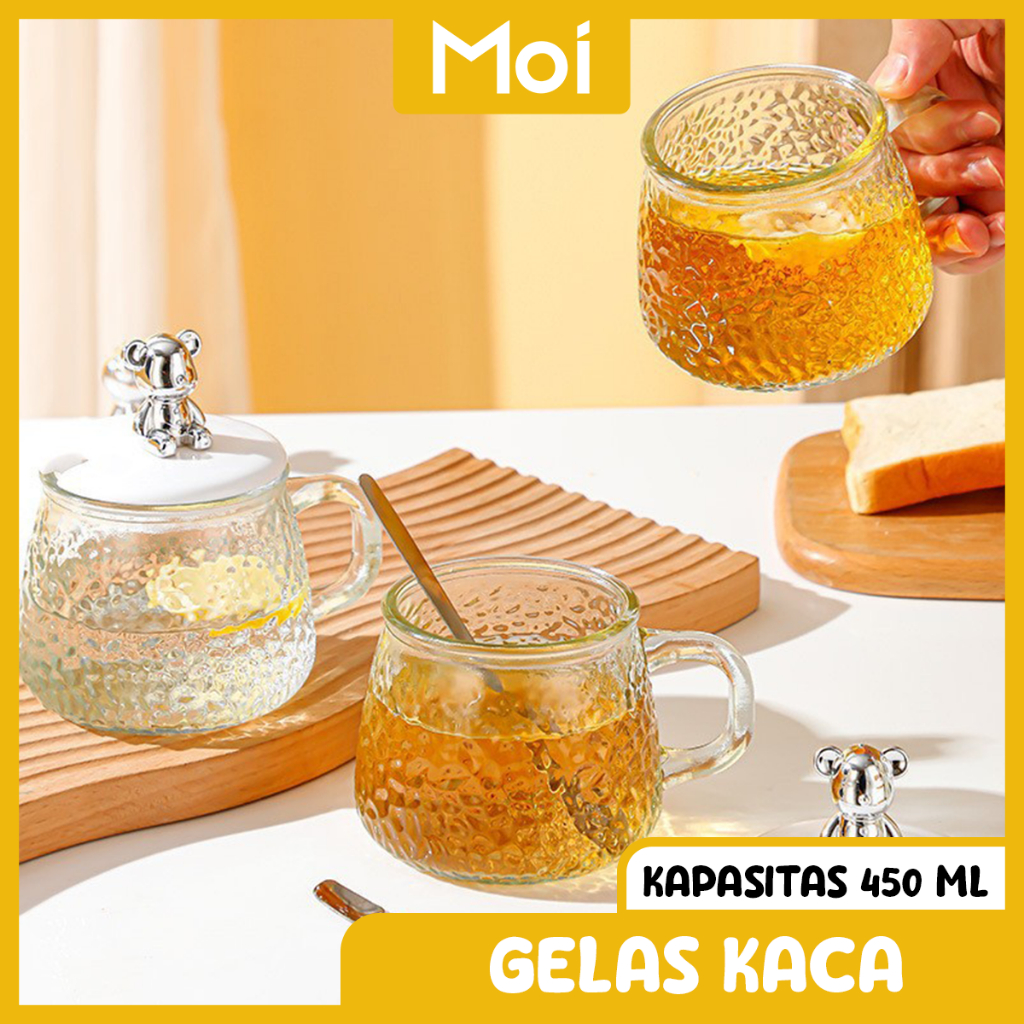 Jual Gelas Kaca Glass Mug Aesthetic 450ml / Gelas Minum Kaca Simple ...