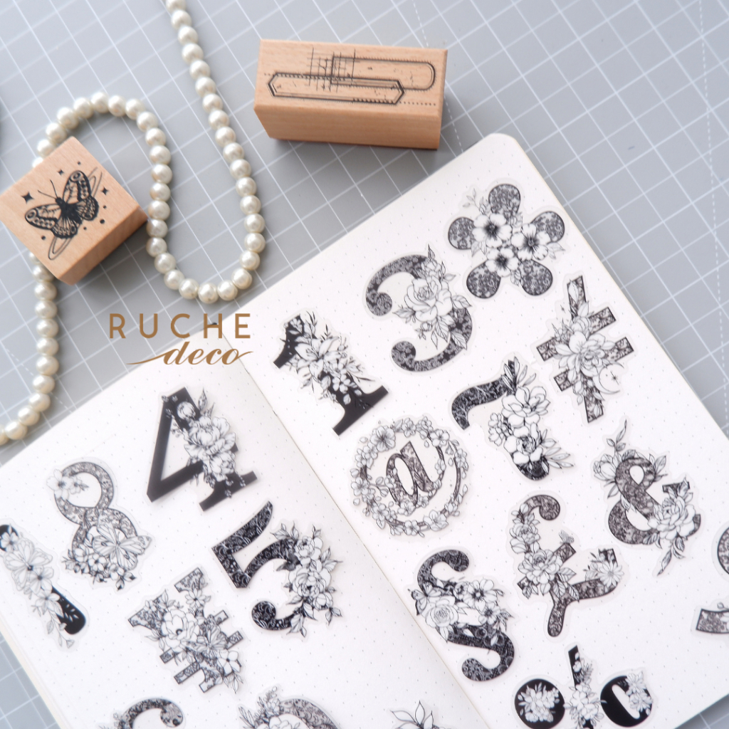Jual RUCHE DECO - Sticker Pack Black & White - Die Cut Stiker Huruf ...
