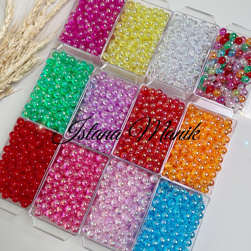 Jual Manik Mote Bulat Glossy AB Transparant kilap Premium 6/8mm (15gr ...
