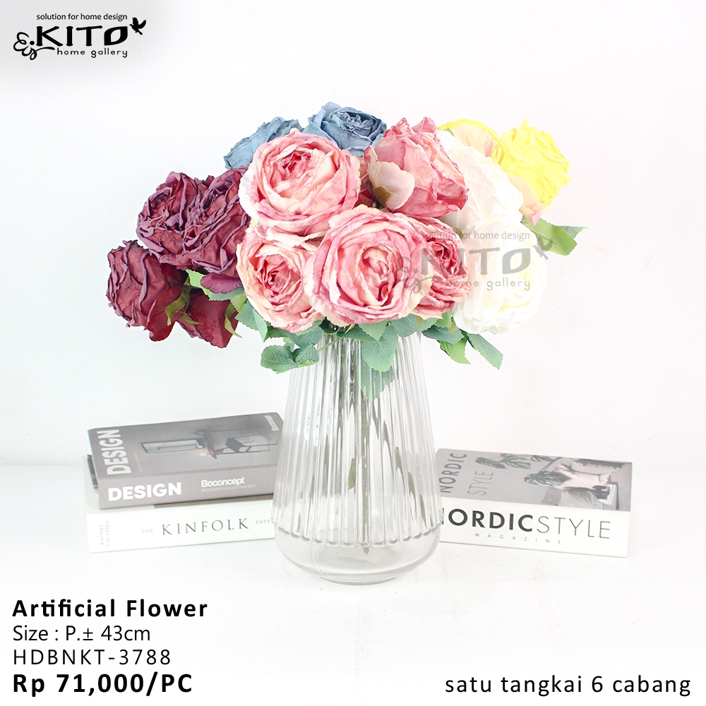 Jual KITO flower artificial rose 1 tangkai 6 kuntum (3788) | Shopee ...