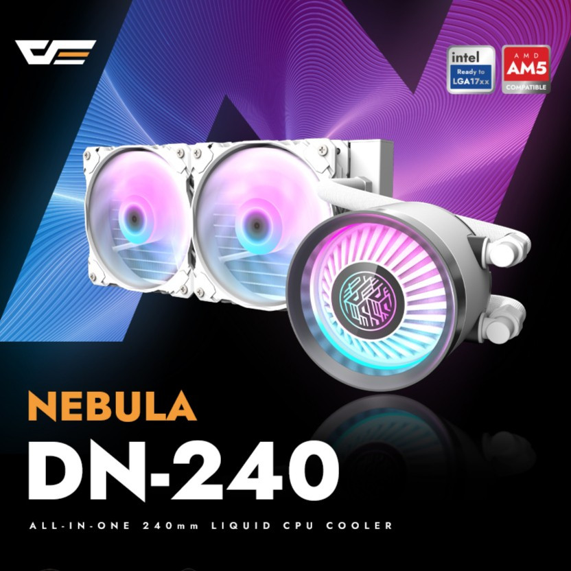 Jual DARKFLASH NEBULA DN240 ARGB WHITE 240MM LIQUID AIO WATER CPU ...