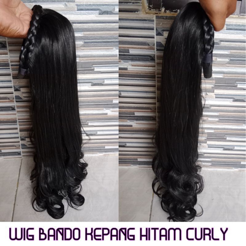 Jual Wig Bando Kepang Rambut Panjang Curly Warna Hitam Alami Wig Wanita ...