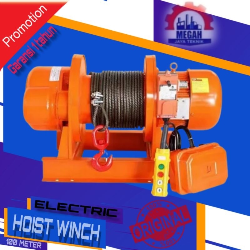 Jual electric winch hoist 2 ton x 100 meter 380v/ 3 phase nagasaki ...