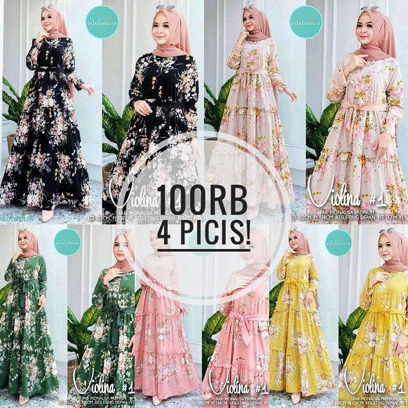 Jual GAMIS_TERBARU_MONALISA//GAMIS_BUNGA_SAKURA100%ORIGINAL | Shopee ...